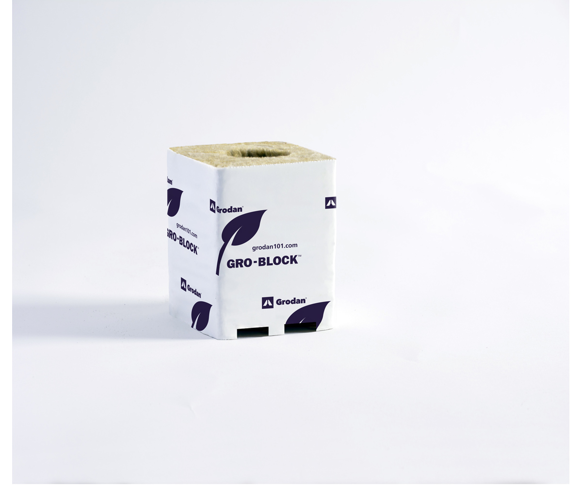 Grodan Gro Block Improved GR5.6 Large 3″ w/Hole 3″ x 3″ x 4″ Shrink ...